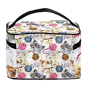 Cute Paint Cat With Dime Women Portable Travel Accessories with Mesh Pocket Makeup Cosmetic Bags Storage Organizer Multifunction Case