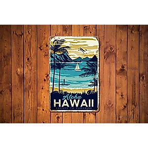 ZYPENG Tin Sign Retro Style Aloha Hawaii Bar Room Metal Sign Home Wall Decor 8 x 12 inches