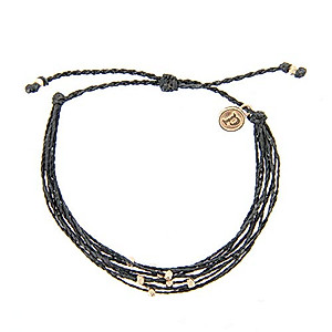 Pura Vida Rose Gold Malibu Black Bracelet - Waterproof, Artisan Handmade, Adjustable, Threaded, Fashion Jewelry for Girls/Women