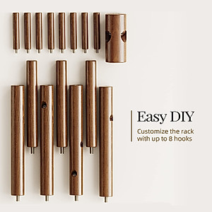 Pipishell Coat Rack, Wooden Coat Rack Stand with 3 Height Options and 8 Hooks, Sturdy Freestanding Coat Rack for Clothes/Bags/Hats, Coat Rack for Home/Office/Entryway/Hallway, PIWCR01, Brown