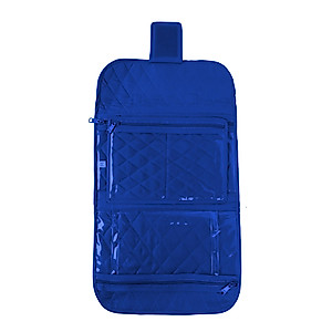 Yazzii Trifold Craft Project Case - Sewing and Craft Supplies Storage Tote, Travel Organizer Bag with Clear Pockets and Handle for Knitting, Crochet, Sewing Accessories - Royal Blue