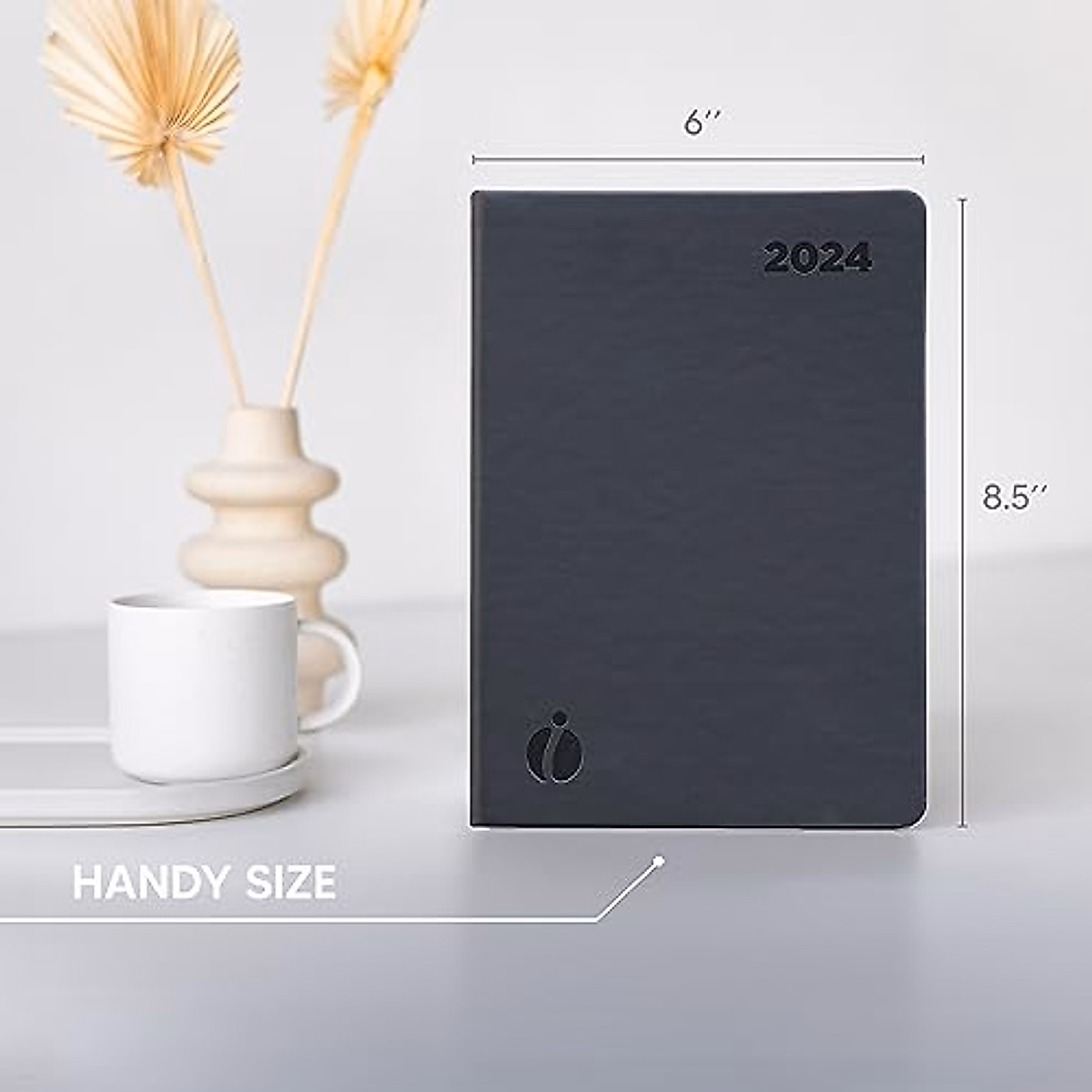 Inamio 24 Hourly Planner 2024 – 24 Hour Weekly and Monthly Appointment Book 2024 – Hardcover, Japanese Design – Minimalist Teacher Planner, Annual Planner with Time Slots – 6 x 8.5