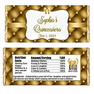 Personalized Candy Wrappers for Chocolate, Birthday Party Favors, Pack of 20 Custom Hershey Bar Labels