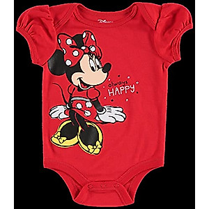 Disney Minnie Mouse Newborn Baby Girls 4 Piece Outfit Set: Bodysuit Pants Bib Hat Red 0-3 Months