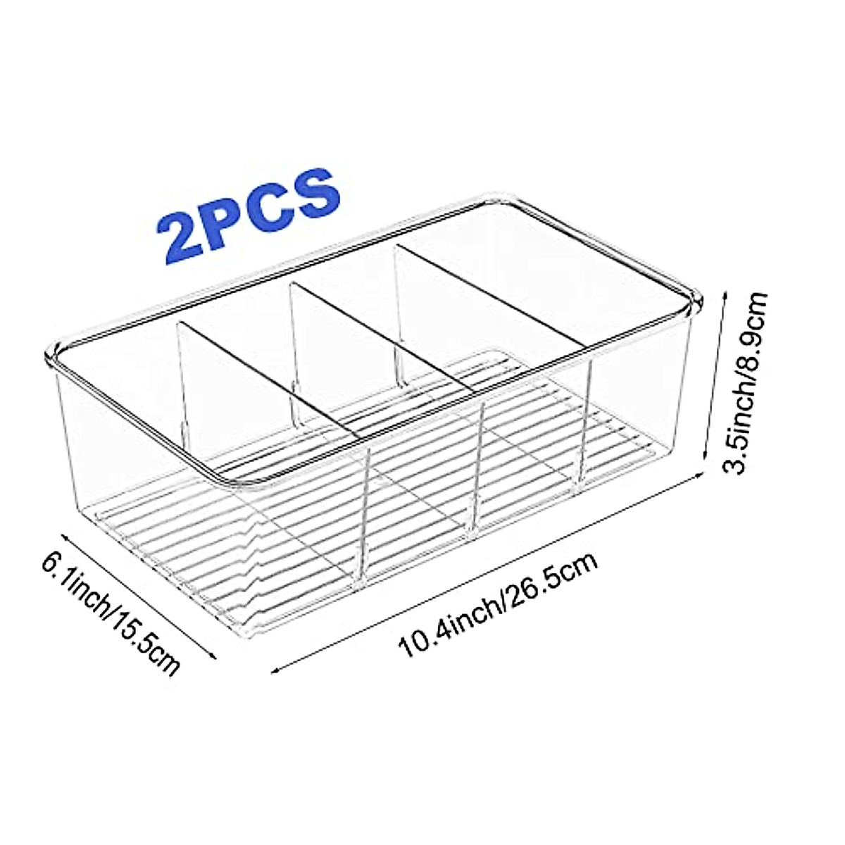12 Piece Pantry Organization and Storage Bins - Seitop 2 Large Food Storage Organizer & 10 Pcs Clear Drawer Organizers, Removable Dividers Plastic Snack Organizer for Fridge Kitchen Cabinet