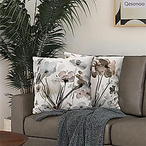 Qesonoo Flower Throw Pillow Covers 18x18 Set of 2, Flowers Pillow Cushion Cases, Modern Decorative Square Pillowcases for Sofa Couch Bedroom Living Room Car