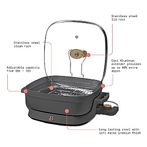 5-in-1 Electric Expandable Skillet, Oyster Grey by Drew Barrymore, Up to 7 QT
