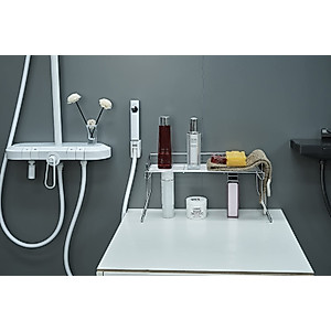 JUNCHU CHERRY Metal The Sink Vanity Organizer 2 Pack, Bathroom or Kitchen Sink Organizer, Feminine Products Organizer (2 Chrome)