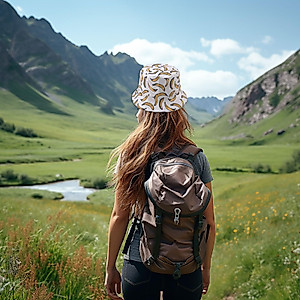 Joylife Fruit Print Bucket Hat Tropical Pattern Sun Hats Reversible Packable Fishing Cap for Women, Men, White