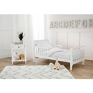 TL Care Minky Dot Chenille 4 Piece Toddler Bedding Set, White, for Boys and Girls