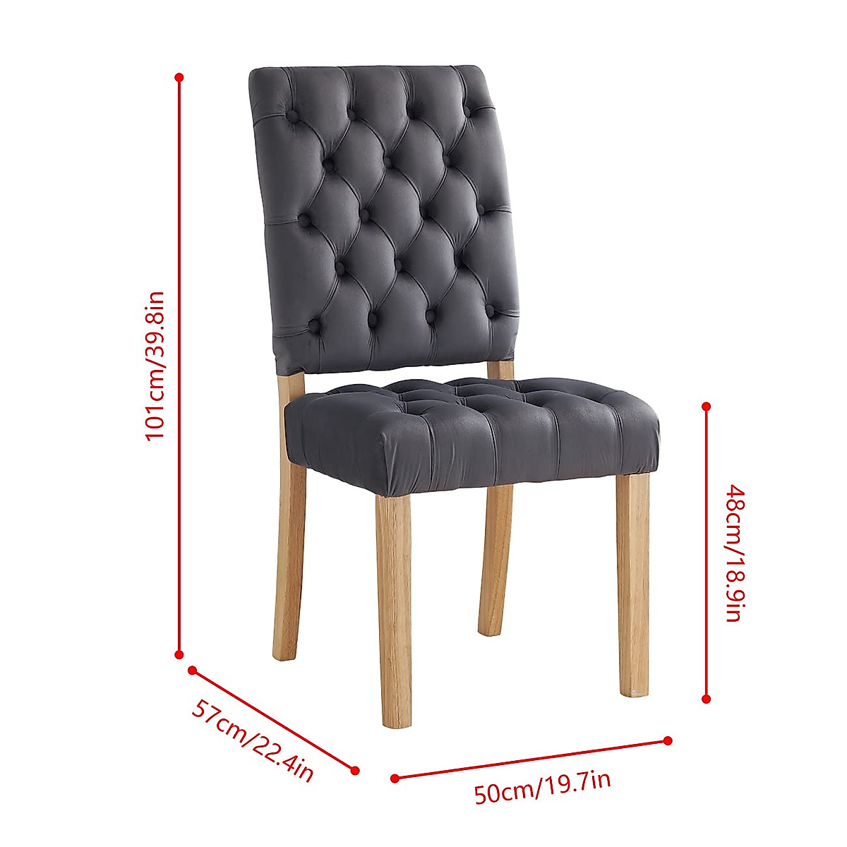 4HOMART Yvonne&F.L.A.M. Dining Chair with Arms Modern Tufted Upholstered Accent Chair Leisure Padded Chairs with Solid Wooden Legs Occasional Living Room Side Chairs Studded with Button Nailhead
