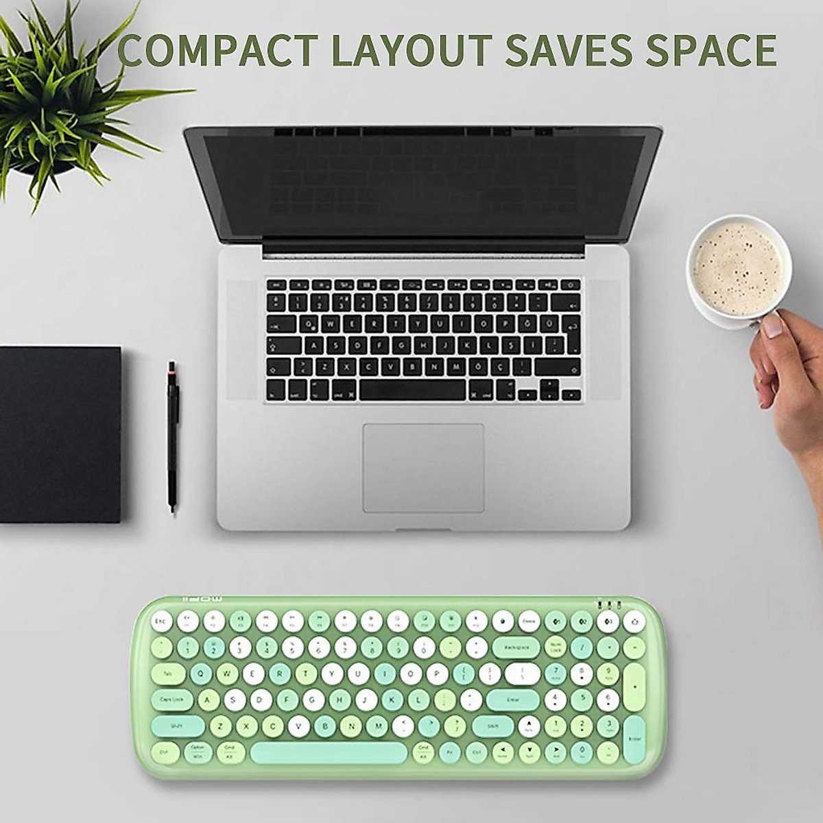 Wireless Bluetooth Keyboard, Universal Portable Multi?Device Keyboard for Bluetooth 5.1 Wireless Keyboard for Laptop Mobile Phone Tablet(Green)