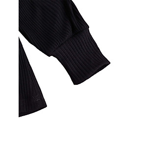 Sasaerucure Kids Toddler Baby Girl Outfit Knitted Long Puff Sleeve Sweater Tops with Houndstooth Skirt 2pcs Winter Spring Clothes Set (Black, 6-7 Years)