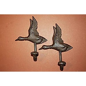 Southern Metal Duck Hunter Coat/Cap Wall Hooks, Rustic Cast Iron 7 1/2 inch high, Mudroom Entryway - H-04