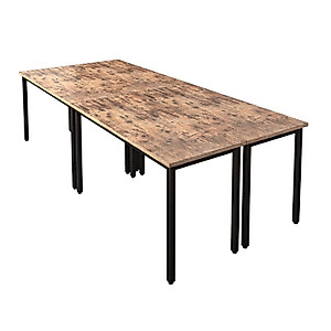 Bonzy Home Conference Tables 8ft Office Computer Desk for Meeting Room Study Writing Printer Podcast Table for 10 People Rustic Brown 4PCS 94.4"x47.2"x29.5"