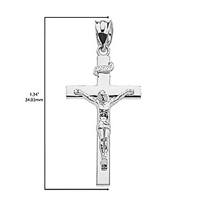 Claddagh Gold Fine 925 Sterling Silver Linear Cross INRI Crucifix Charm Pendant