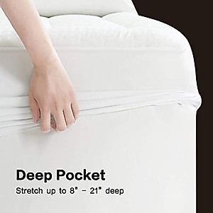 ST Starcast King Size Mattress Pad Pillow Top Mattress Cover Quilted Fitted Mattress Protector Cotton Top 8-21" Deep Pocket Cooling Mattress Topper(1 Inch,King)