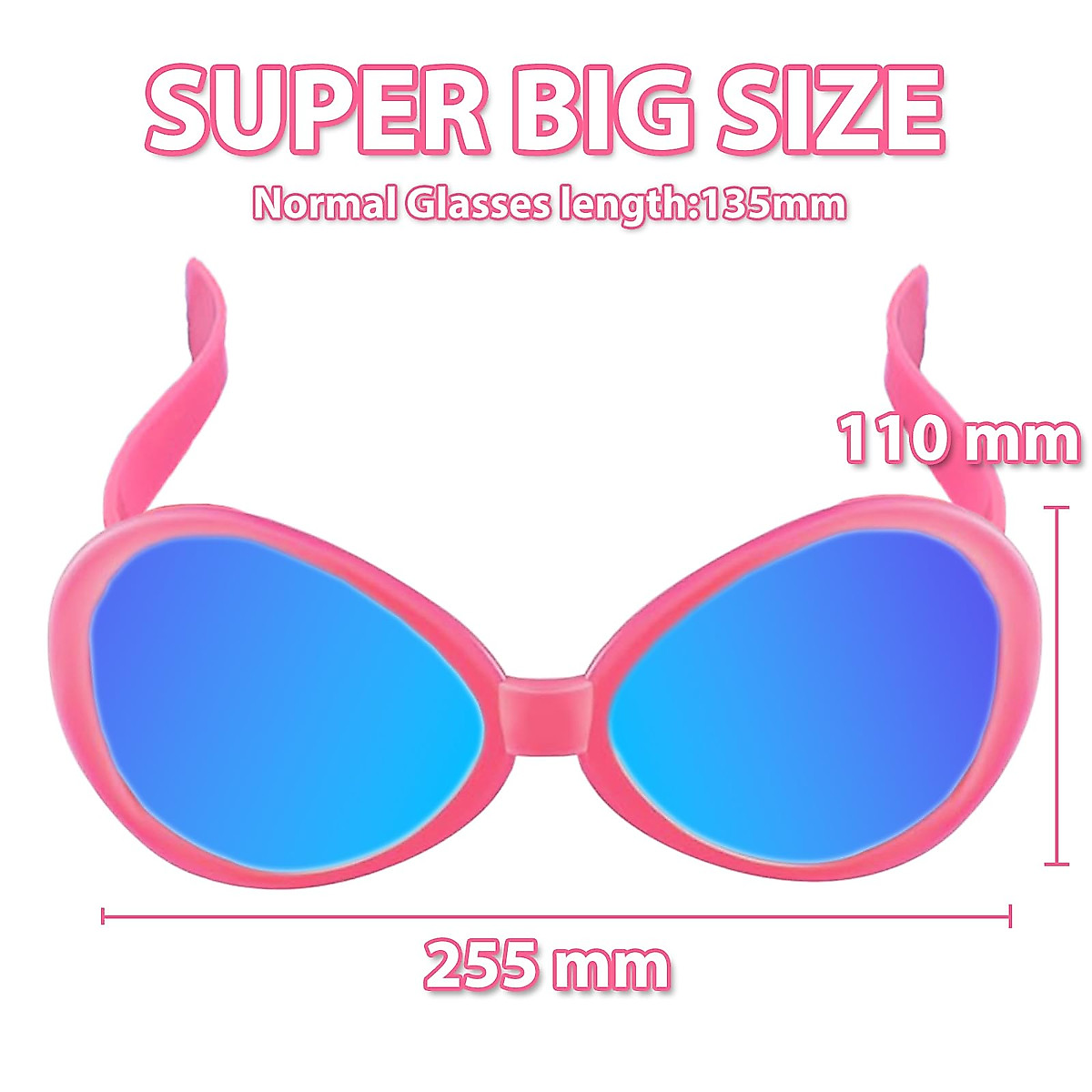 CiviLight 3 Pairs Jumbo Sunglasses Novetly Giant Sunglasses Swim Party Favors Halloween Novelty Glasses for Summer Beach (Orange Pink Green), OVER SIZE