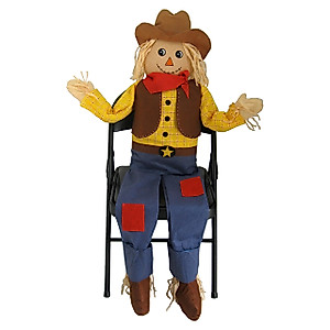 RZ Express Studios 61" Cowboy Scarecrow Western Country Sitting Fall Harvest Decoration