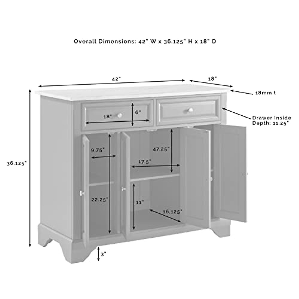 Crosley Furniture Madison Madison Rolling Kitchen Island Cart, Microwave Stand, Coffee Bar, with Shelves and Drawers, Emerald Green