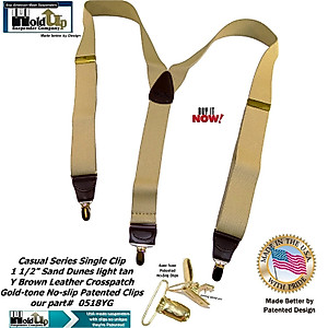 Hold-Up Suspender Company Casual Series Sand Dunes YG Suspenders for Men In the Traditional Y-Back Style with USANo-Slip Clips