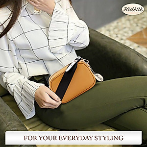 Hidelle Leather Women's Crossbody Bag | Adjustable Straps Zipper Closure Small Pockets Inside- Yellow