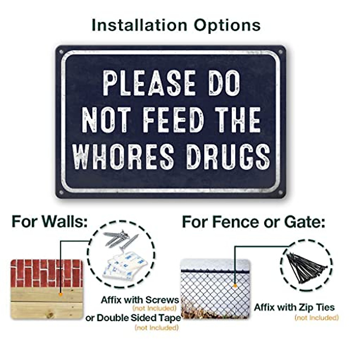 Funny Metal Tin Sign College Dorm Decor, Please Do Not Feed The Whores Drugs Signs Bar Sign Home Bathroom Garage Signs Room Decor 8 X 12 Inch