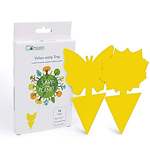 Garsum Fruit Fly Sticky Trap for Indoor and Outdoor, Fungus Gnat Killer for Houseplant,Mosquitos, Flying Insect, White Flies, 18 Pack