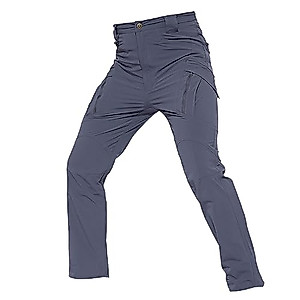 Zipper Men's Tactical Cargo Pants Quick Dry Combat Military Pants Elastic Trousers Gray