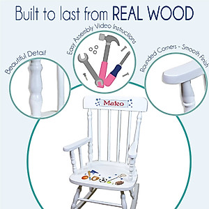 My Bambino Personalized White Wood Rocking Chair Baby Gift