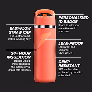 Gatorade 'Overtime' 22oz Stainless Steel Water Bottle, Straw Cap, Coral
