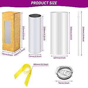 OLSUNOR 24 Pack Stainless Steel 20 oz Sublimation Tumblers Set, Skinny Straight, Lids, Straws, Sublimation Shrink Wrap, DIY Stickers, Individually Gift Boxed