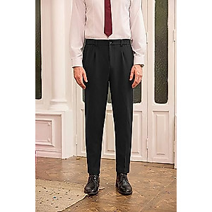GRACE KARIN Men's Dress Pants Slim Fit Flat Front Business Pants with Pockets Black