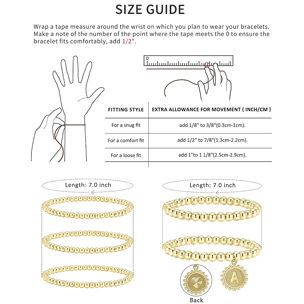 adoyi Gold Bracelets for Women, Gold Chain Bracelet Sets 14K Gold Initial Beaded Bracelets Adjustable Stretch Stackable Layered M Bracelet Set for Women Teen Girls Jewelry Gifts