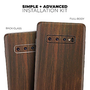 DesignSkinz Dark Walnut Stained Wood Protective Vinyl Decal Wrap Skin Cover Compatible with The Samsung Galaxy S20 (Screen Trim & Back Glass Skin)