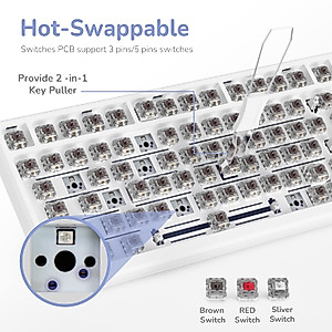 RK ROYAL KLUDGE M75 Mechanical Keyboard with OLED Smart Display and Volume Knob, 2.4G/USB-C/BT Gasket Mounted 75% Layout Wireless Gaming Keyboard with 81 Keys, RGB Backlit Hot-Swap Fast Silver Switch