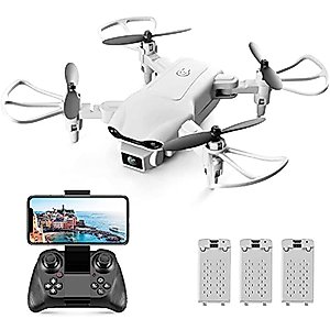 4DV9 Mini Drone for Kids with 720P HD Camera FPV Live Video RC Quadcopter Helicopter for Adults beginners Toys Gifts,Altitude Hold, Waypoints Functions,One Key Start,3D Flips,3 Batteries,Gray