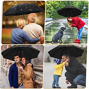 BUKPUD Compact Windproof Umbrellas - Folding Sun & Rain Umbrella - Durable and Lightweight Umbrella for Men Women Kids Adults - Portable Backpack Travel Umbrella (Black)