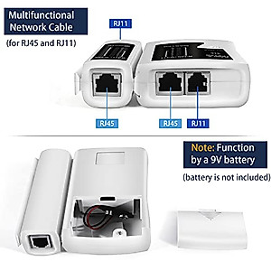RJ45 Crimp Tool Ethernet Crimper for RJ45 Cat6 Cat5 Cat5e Pass Through Connectors and RJ12 Plug Ends with 50PCS RJ45 Cat6 Connectors, RJ45 Cable Tester and Mini Wire Stripper
