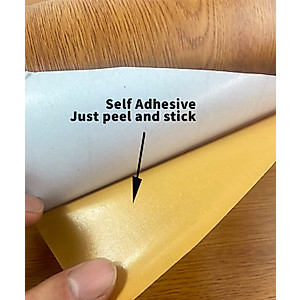 Teemall 15.6inch by 79inch Brown Wood Grain Waterproof Self Adhesive Shelf Liner Dresser Drawer Cabinet Sticker （Brown Winged Wood）