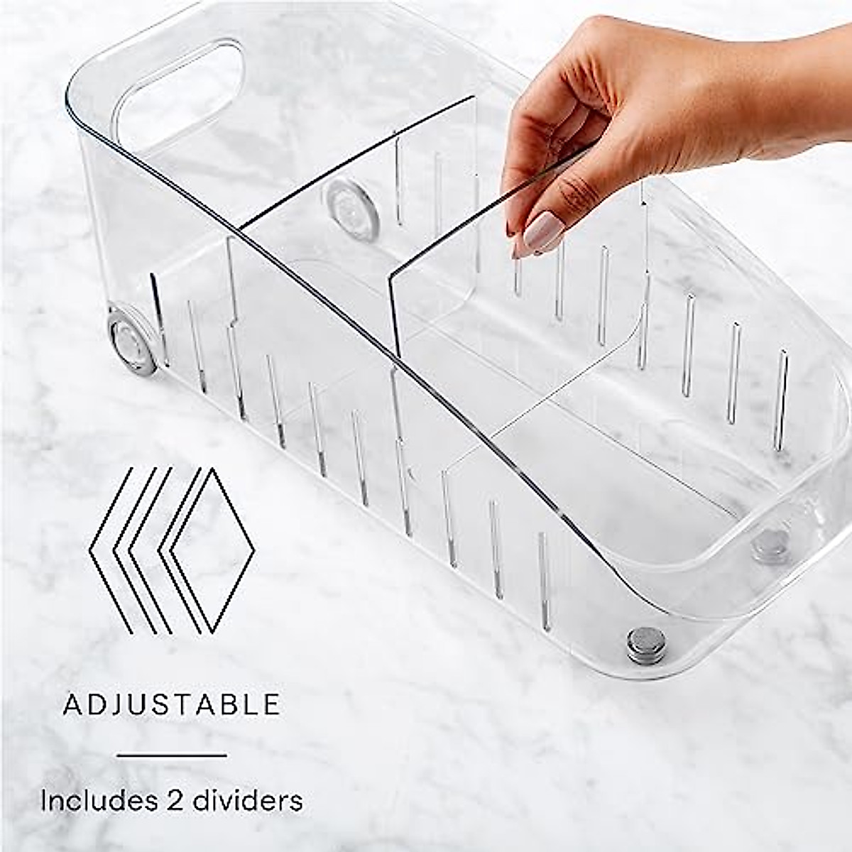 YouCopia RollOut Fridge Drawer 6", BPA-Free Clear Rolling Refrigerator Organizer Bin with Adjustable Dividers and Handles for Produce, Food, Meal and Snack Storage
