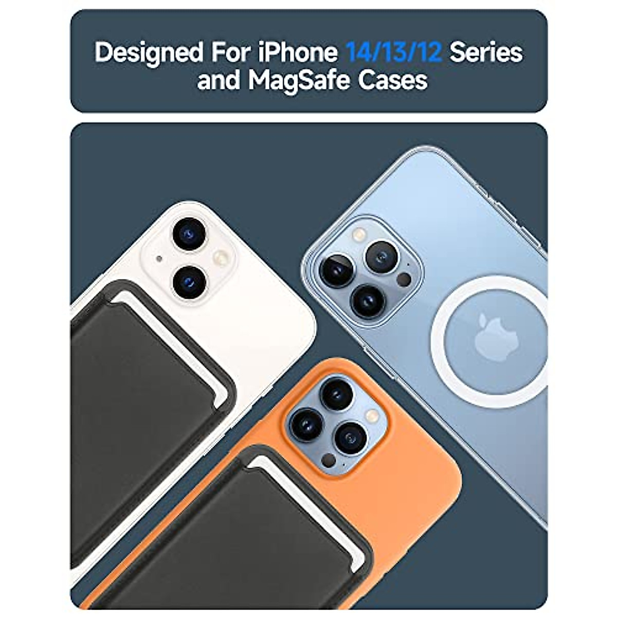 LCYATSI Magnetic Card Wallet Holder with MagSafe for iPhone 12/13/14 Mini/Plus/Pro/Max, Magnetic Cell Phone Wallet Card Holder for Magsafe Compatible with Most of Cell Phone Black