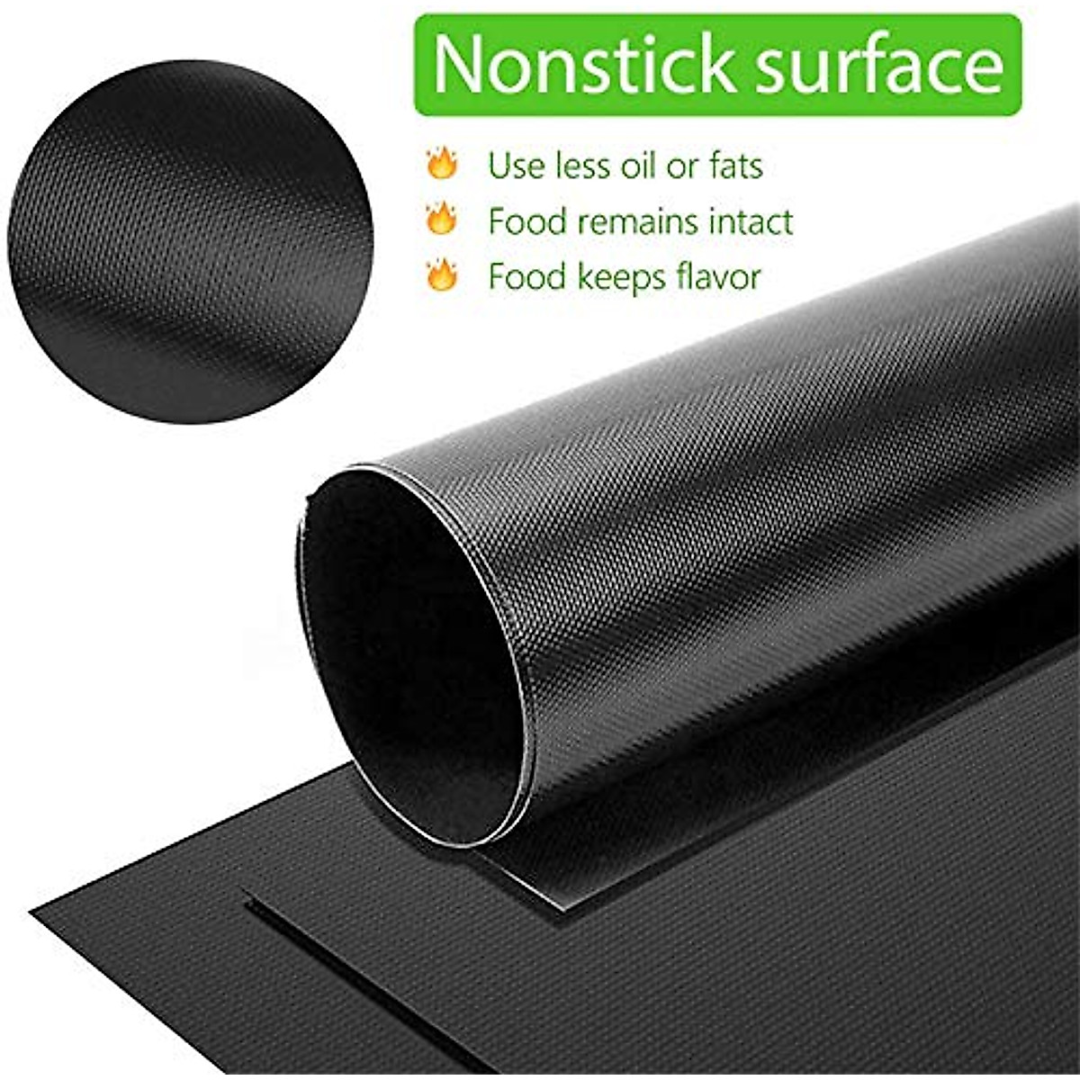 AYZA Oven Liners for Bottom of Gas Oven(Pack of 6), Reusable Non-stick Heat Resistant Baking Mat for Microwave Electric Oven, BBQ Grill Mat Heavy Duty Oven Mats, Easy to Clean (15.7 x 13 inch), Black