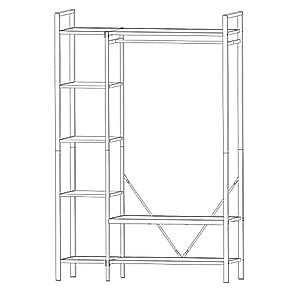 AT-VALY Heavy Duty Clothes Rack with Shelves,Freestanding Closet Organizer Metal Wardrobe Closet Mens Womens Storage Shelves Clothes Storage Rack (Black)