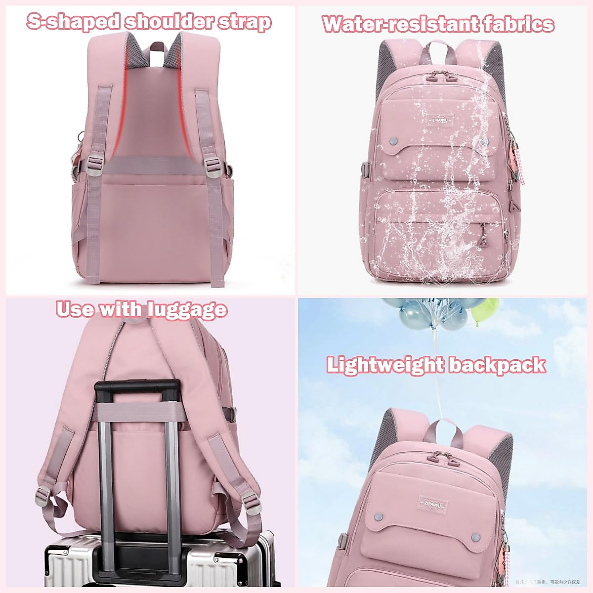 Solid Color Middle School Student School Bag Outdoor Travel Backpack Teen Girl Casual Backpack