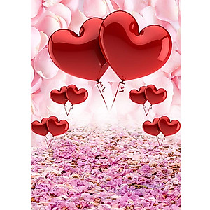 Valentine's Day Love Heart Photography Backdrops 5x7ft Pink Rose Flowers Wedding Photo Background for Pictures Newborn Bridal Shower Birthday Party Banner Decor Mother's Day Photo Studio Props