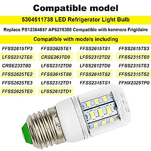 Sigely KEI D34L Refrigerator Bulb Replacement for Frigidaire 5304511738 LED Refrigerator Light Bulb Replace PS12364857 AP6278388 4584444 (110V-240V 3.5W White Light) 2 Pack