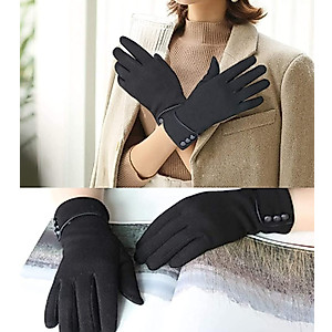 Tomily Womens Touch Screen Phone Fleece Windproof Gloves Winter Warm Wear (Black)