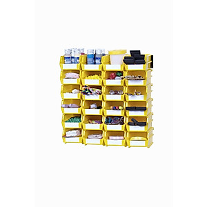 Triton Products 3-210YWS LocBin 26 Piece Wall Storage Unit with 5-3/8 Inch L x 4-1/8 Inch W x 3 Inch H Yellow Interlocking Poly Bins, 24 CT, Wall Mount Rails 8-3/4 Inch. L with Hardware, 2 pk