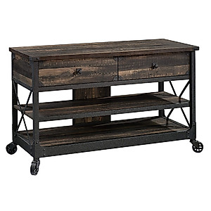 Sauder Steel River TV Stand, for TVs up to 52", Carbon Oak Finish
